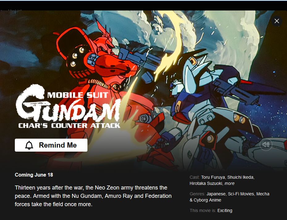 Char’s Counterattack Netflix Release Announced - GamerBraves